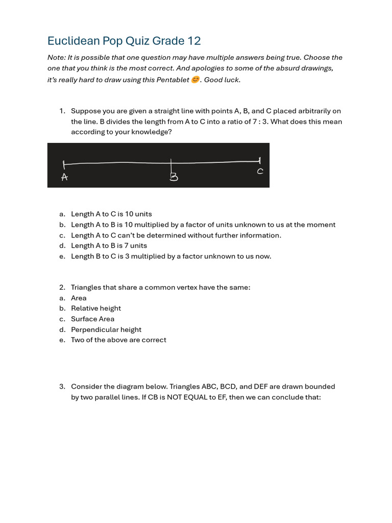 Euclidean Pop Quiz | PDF