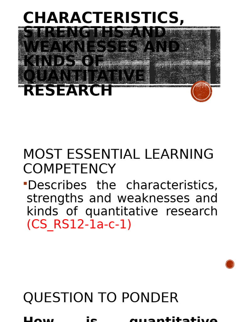 LESSON 1 - Characteristics, Strengths and Weaknesses and Kinds of | PDF