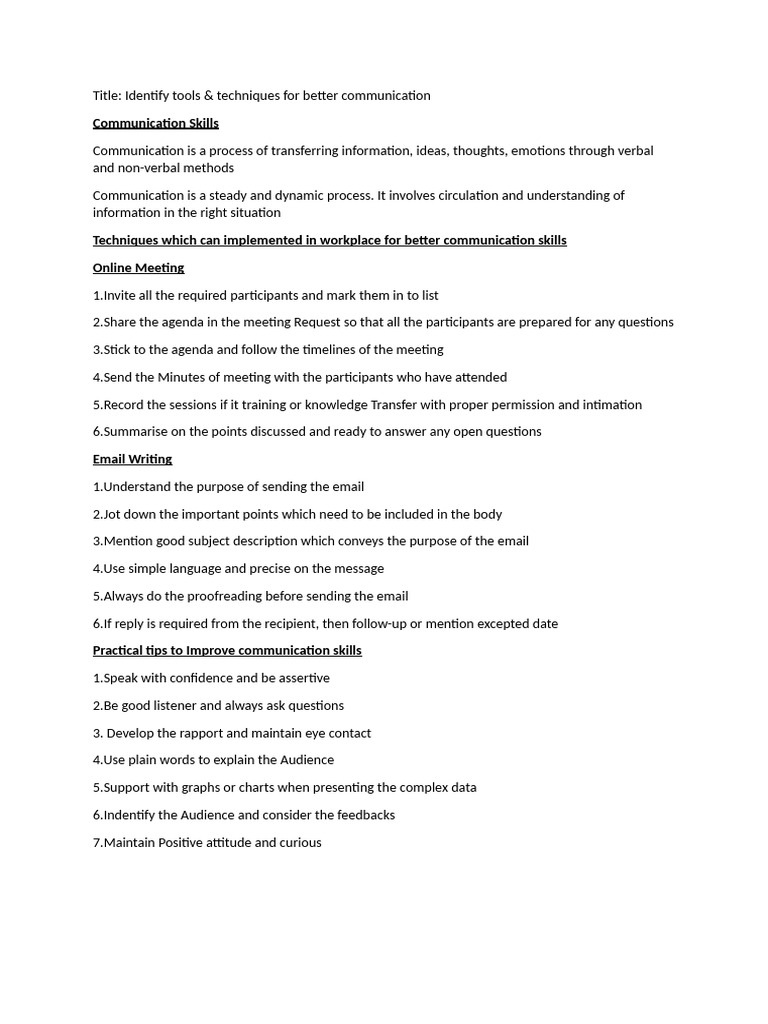 Communication skills | PDF