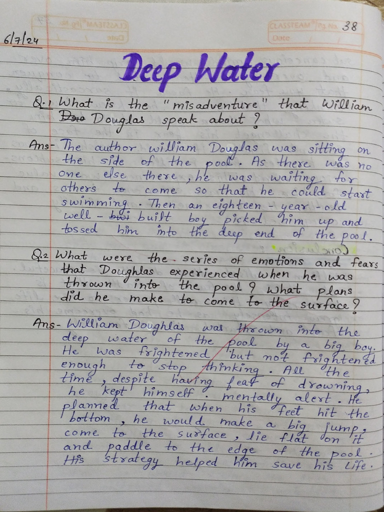 Deep Water Class 12 | PDF