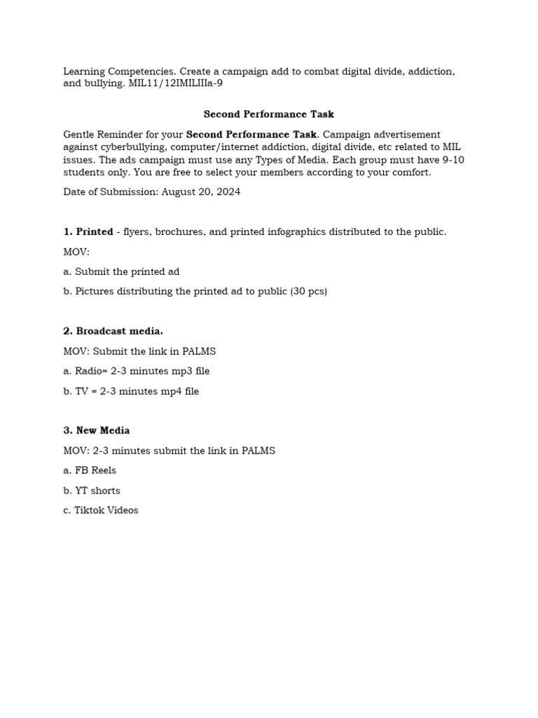 2nd Performance Task | PDF | Advertising | Business