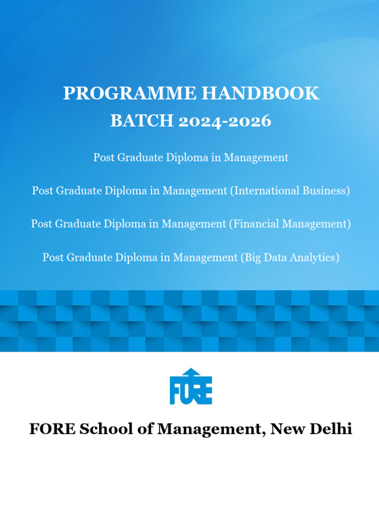 Programme Handbook Batch 2024-2026 - Part-1 | PDF