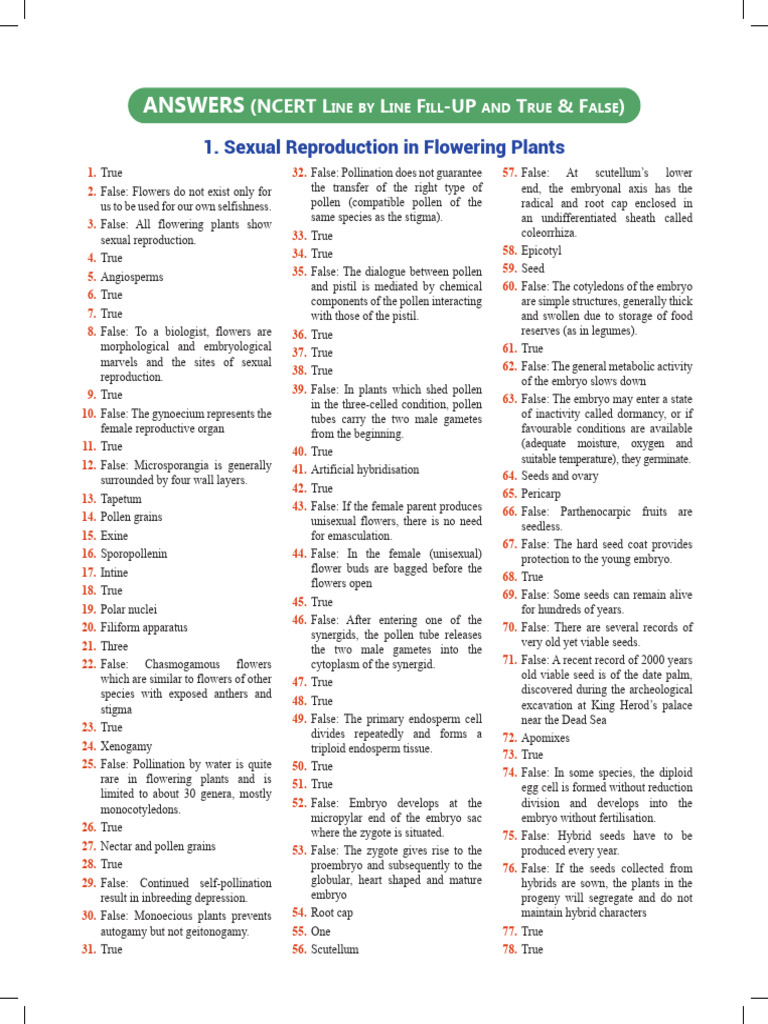 Class-12th Explanation of NCERT Line by Line Fill-UP and True & False | PDF