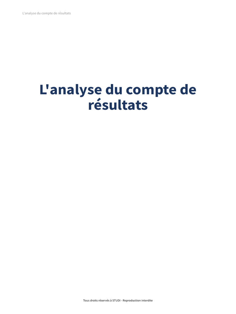 L'analyse Du Compte Du Resultat | PDF