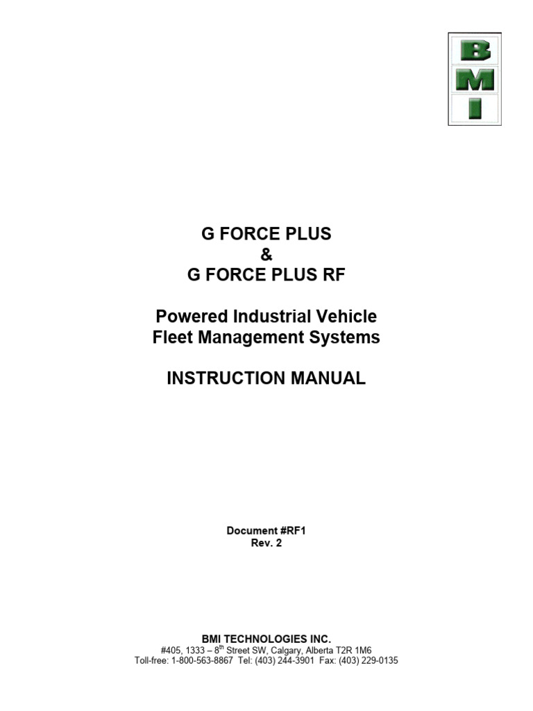 G Force Plus & G Force Plus RF Powered Industrial Vehicle Fleet ...