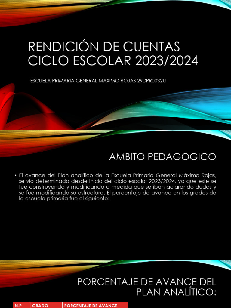 Rendición de Cuentas Ciclo Escolar 2023-1 | PDF