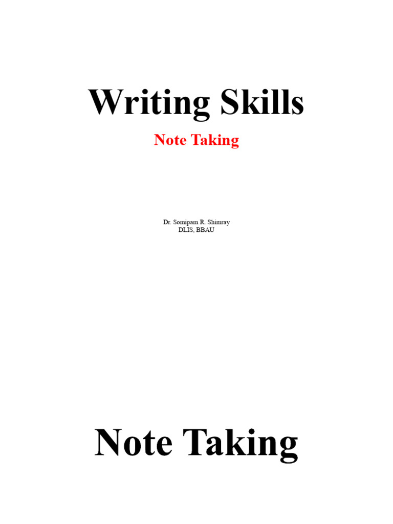 Lecture Writing Skills Note Taking | PDF