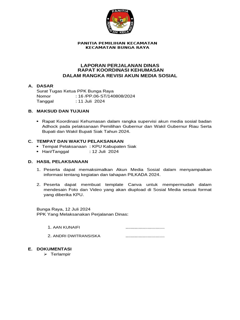 Laporan Perjadin SPPD 10 Juli | PDF