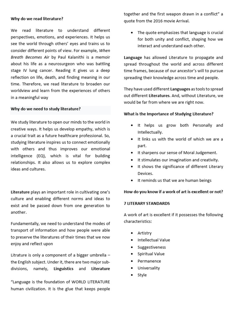 Literature Week 1 Review | PDF