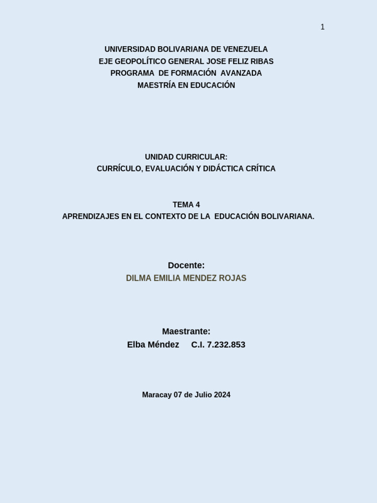 4 Ubv Pfame Uc Currculo Elba Mendez Act 4 | PDF