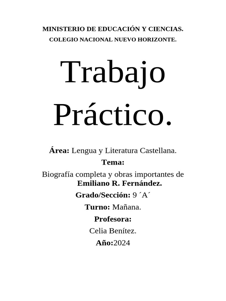 Trabajo Practico de Lengua Castellana 2024 | PDF