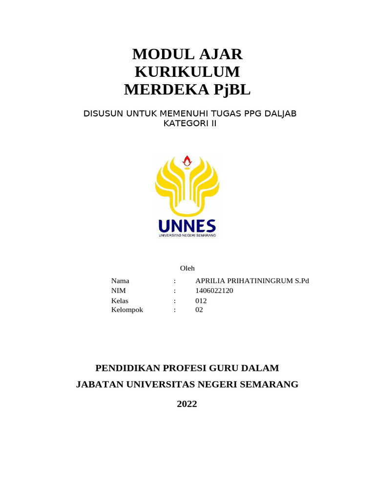 Contoh Modul Ajar PJBL | PDF