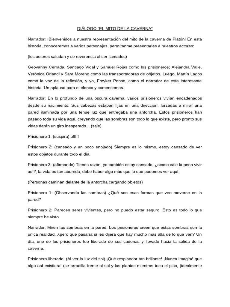 Diálogo "El Mito de La Caverna" | PDF