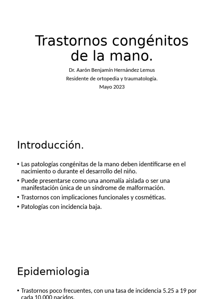 Trastornos Congénitos de La Mano | PDF
