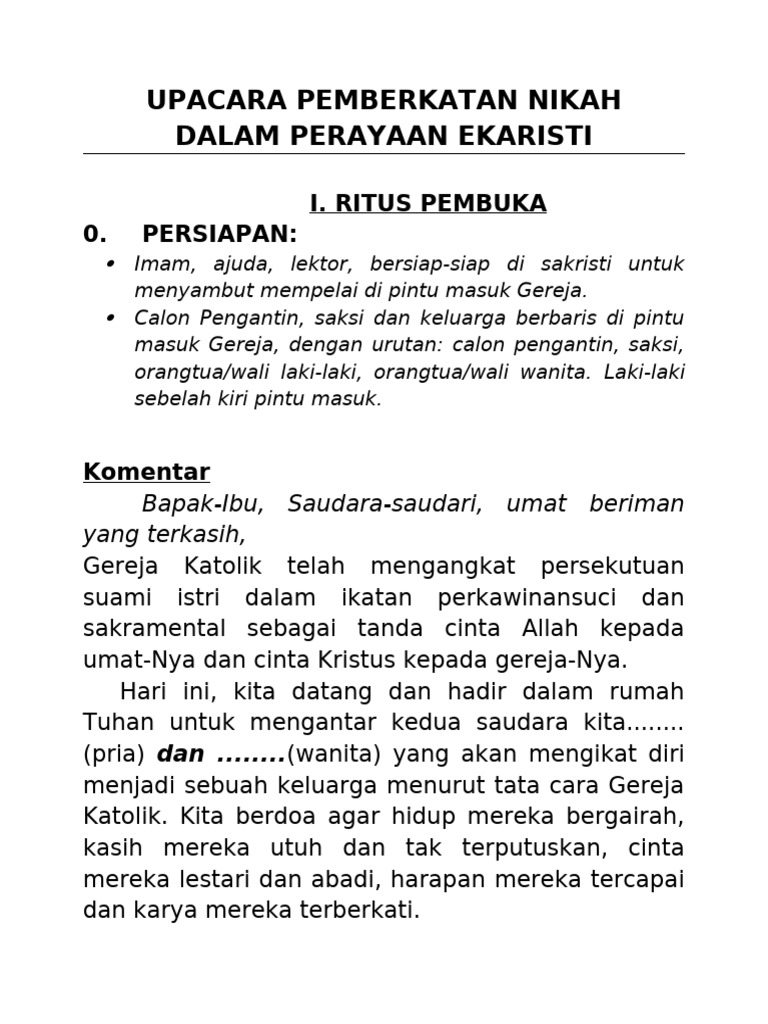 Upacara Pemberkatan Nikah Katolik | PDF | Religion & Spirituality