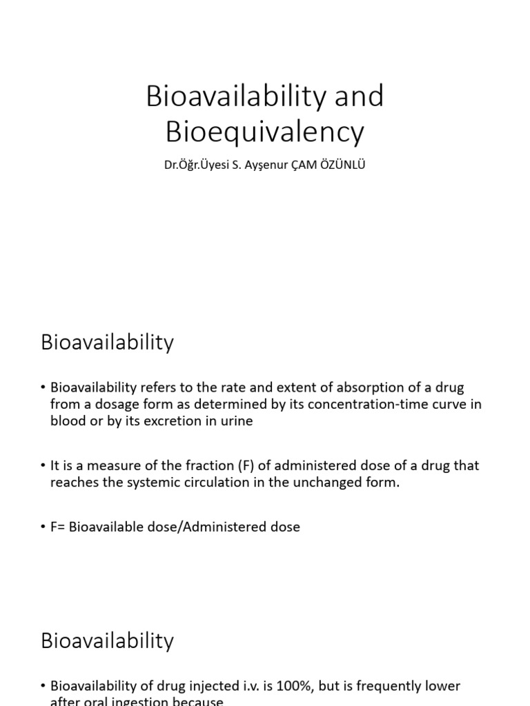 Bioavailability and Bioequivalency | PDF