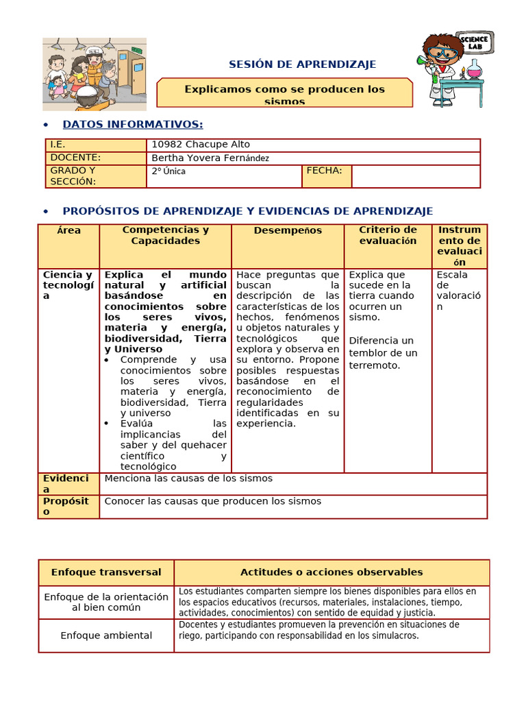 1º E7 Sesion D3 Ct Explicamos Como Se Producen Los Sismos Pdf
