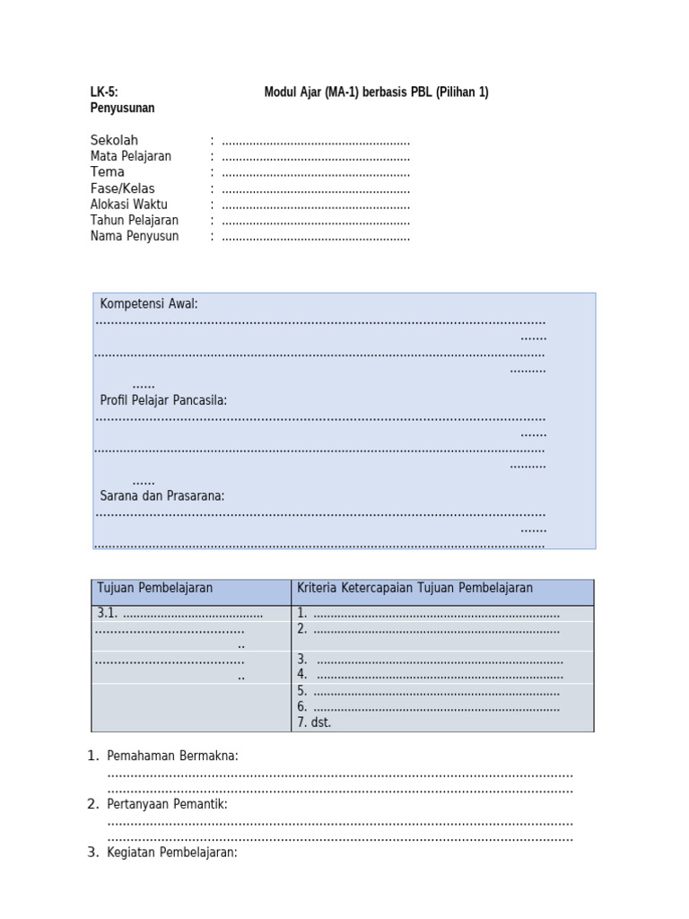 Penjelasan LK-5 Dan LK-6 | PDF