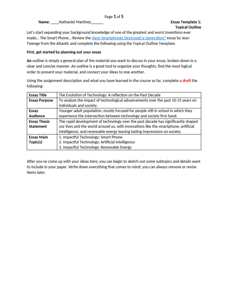 Topical Outline Template 2024 | PDF