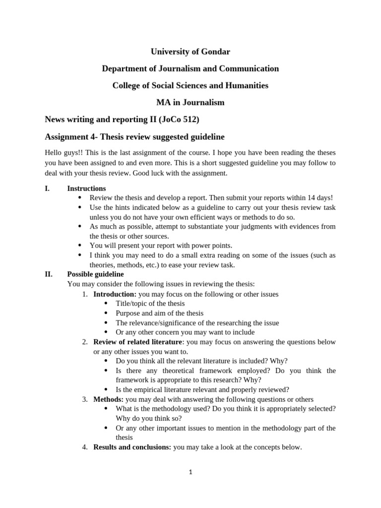 Thesis Review Guideline | PDF