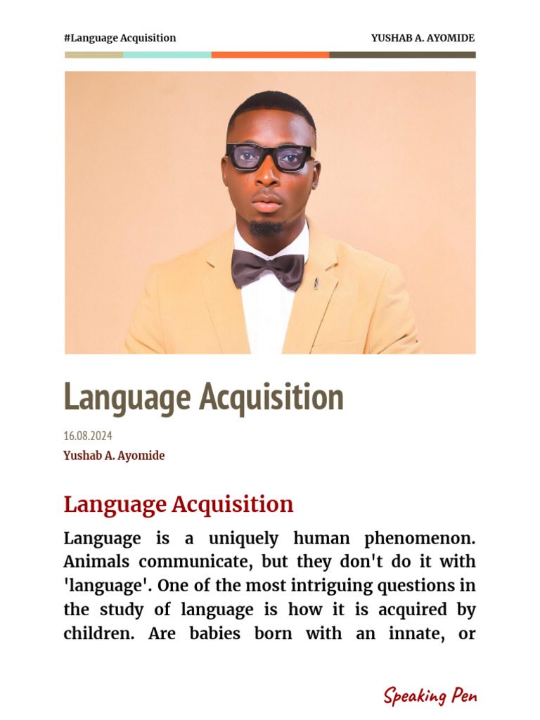 Language Acquisition (By YUSHAB A. AYOMIDE) | PDF | Language Acquisition | Learning