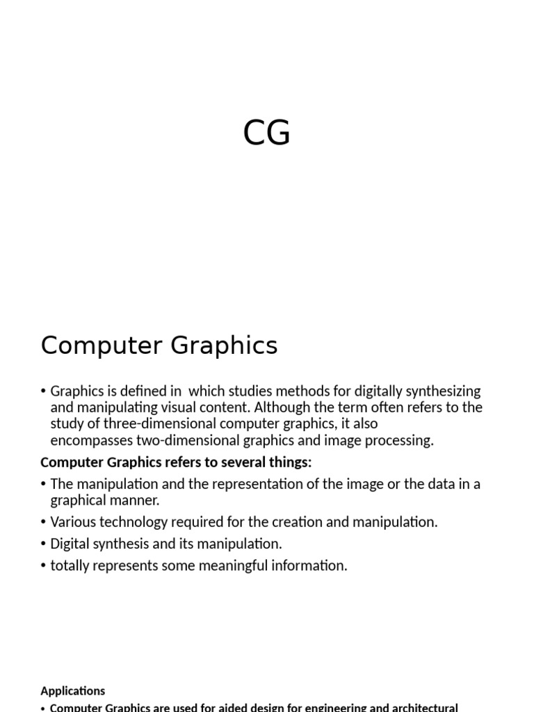 CG Unit - 1 (Introduction) | PDF CG Unit - 1 (Introduction) | PDF