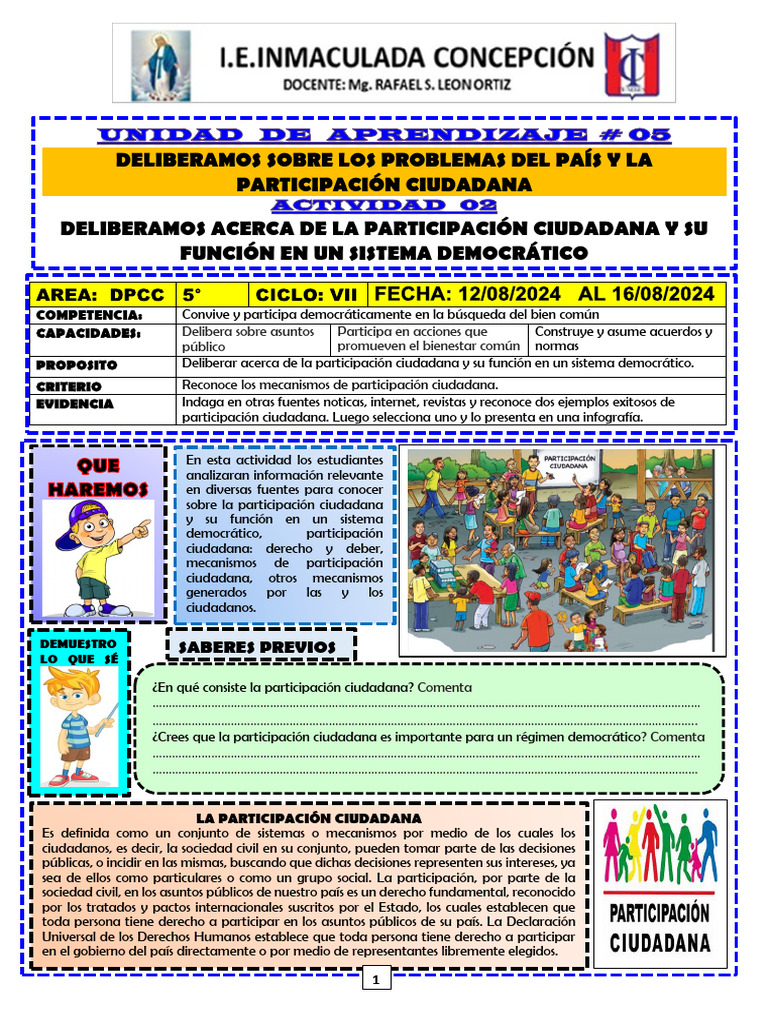 ACTIVIDAD 2 DPCC 5° UNIDAD 5 | PDF