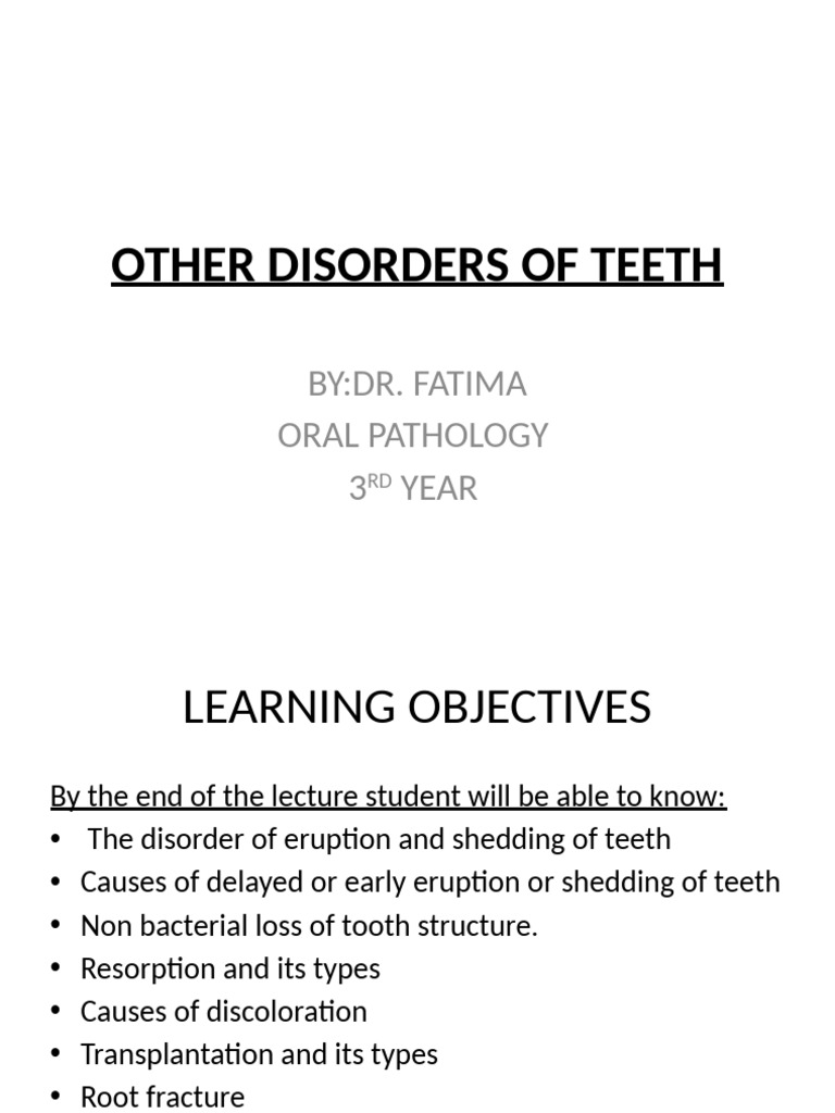 Other Disorders of Teeth | PDF
