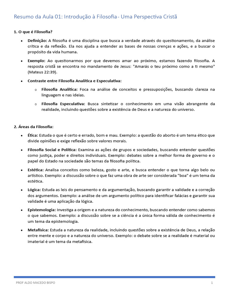 Resumo Da Aula 01 | PDF