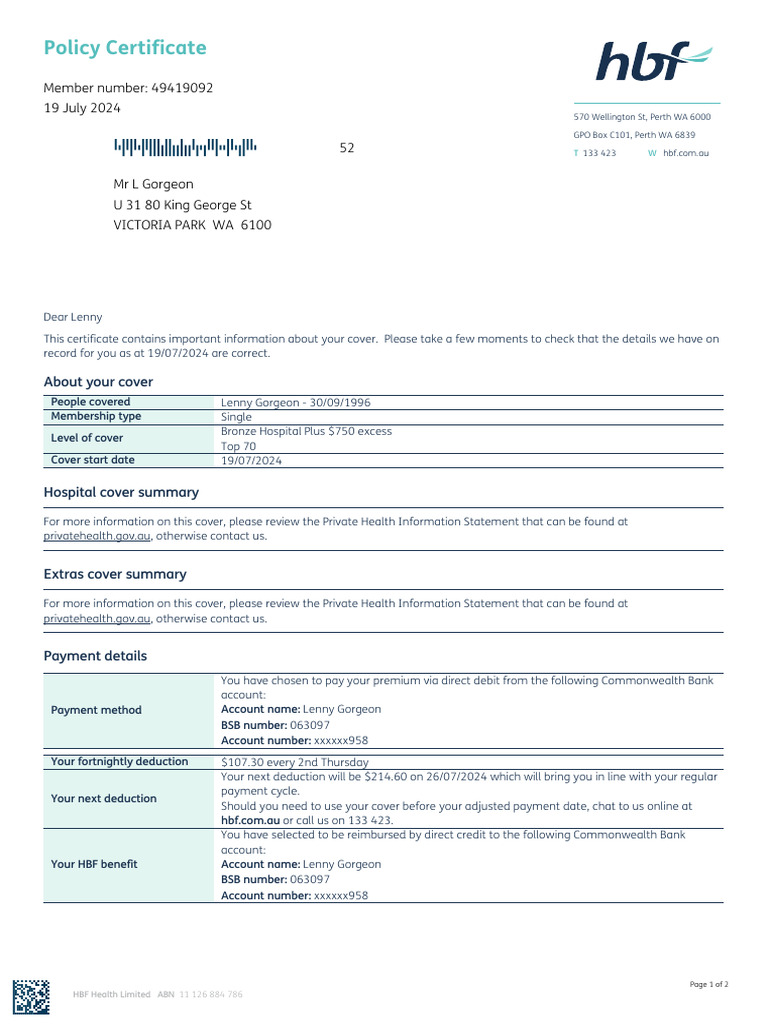 Policy Certificate 1726620240719000001 | PDF | Debit Card | Finance ...