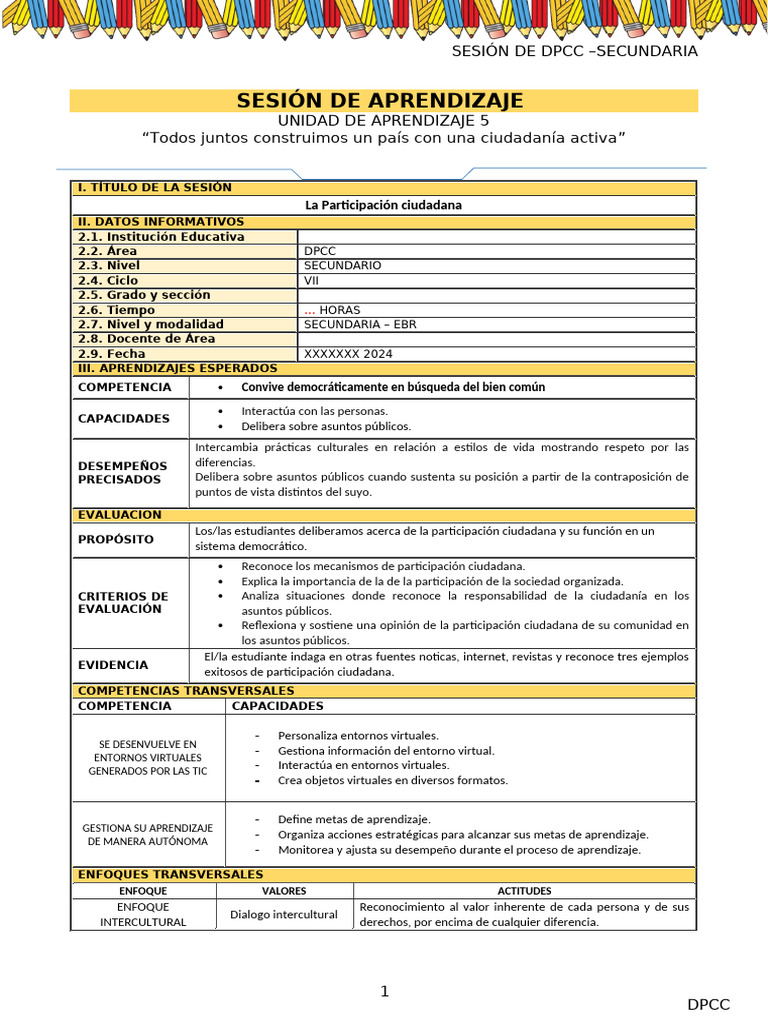 3º Ses Act 2 Uni.5- Dpcc 2024 | PDF