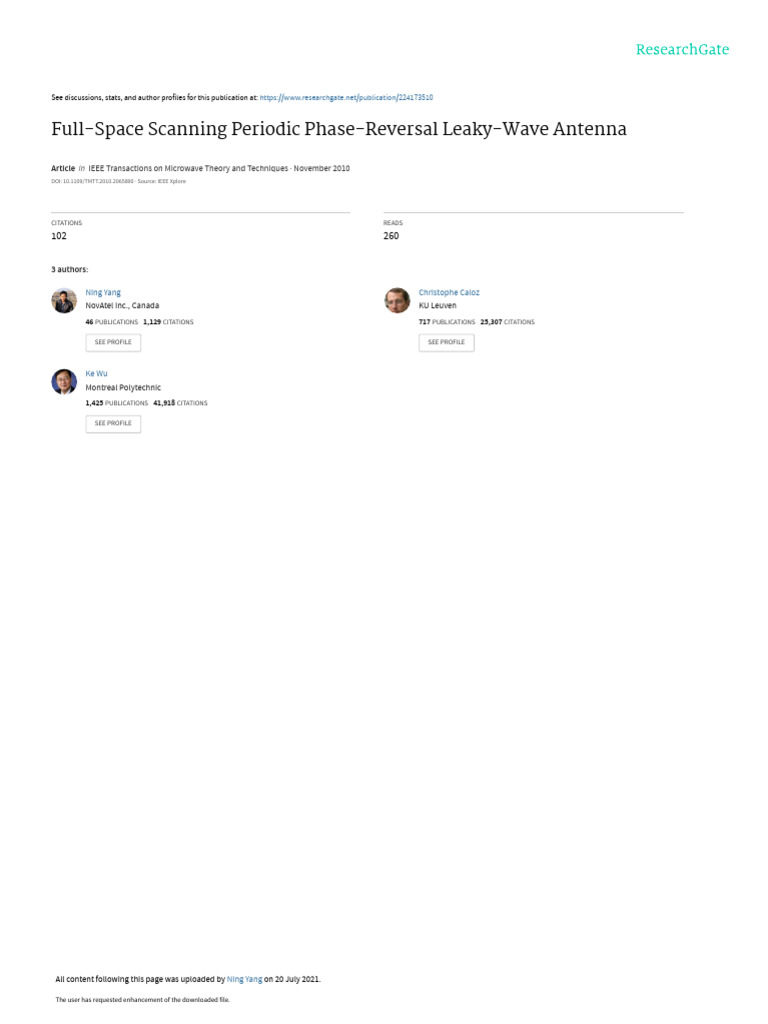 Full-Space Scanning Periodic Phase-Reversal Leaky-Wave Antenna | PDF ...