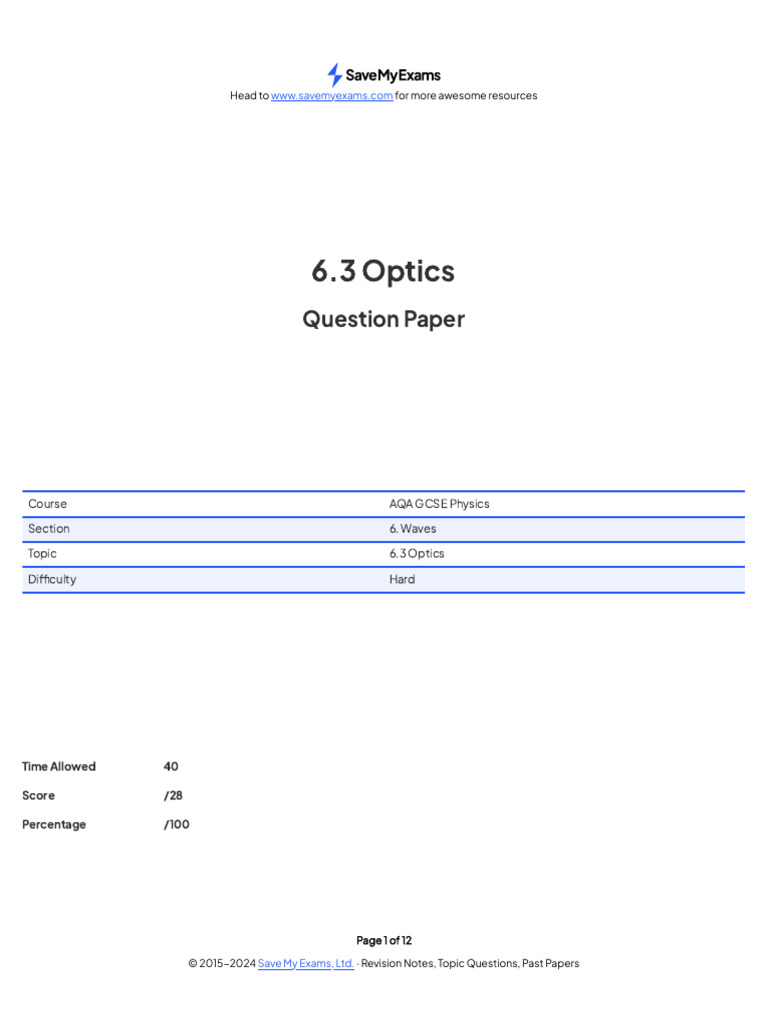 Divya Assignment Optics | PDF
