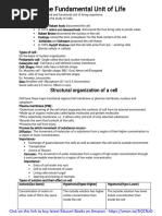 Cell Structure and Function Biology Class 11 Notes Chapter 1 | PDF ...