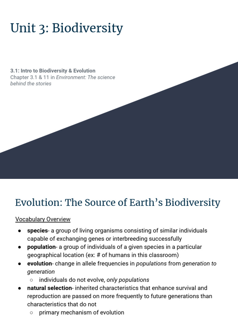 3.1 Intro To Biodiversity & Evolution | PDF
