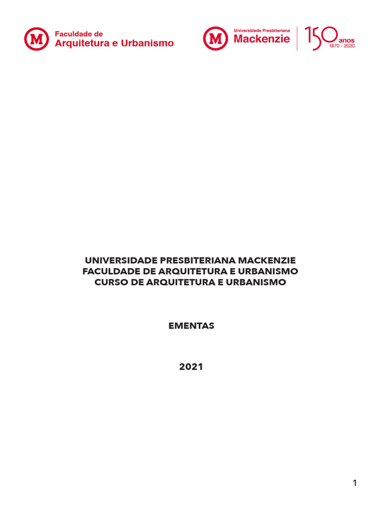 AU Caderno Ementas 2021 1 PDF | PDF