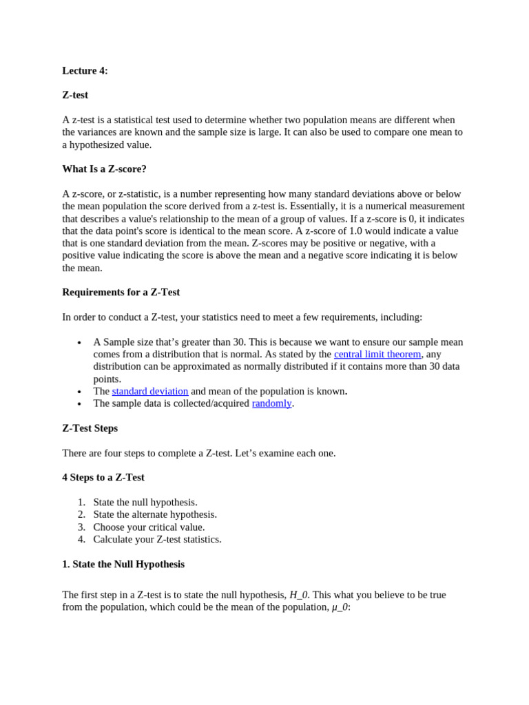 Math 230 Z Test | PDF