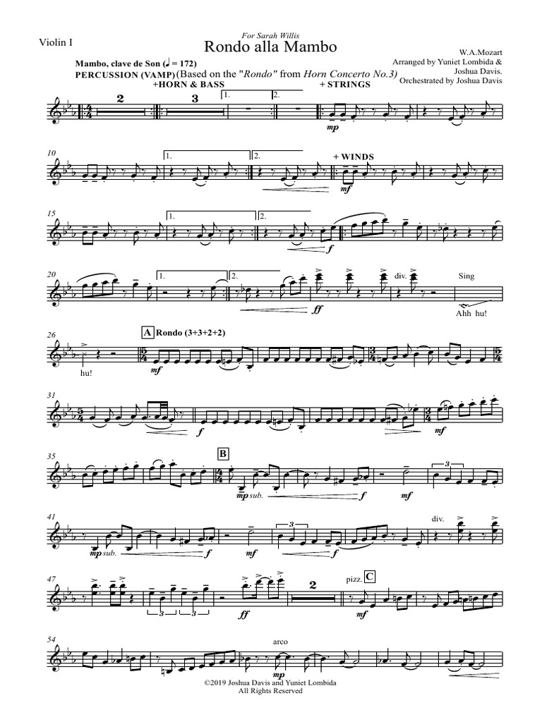 Rondo Alla Mambo FINAL - Violin I | PDF