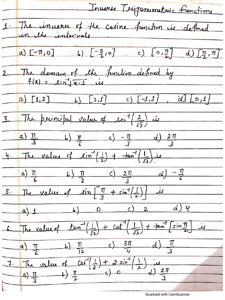 Class 12th Term 1 Inverse Revision | PDF