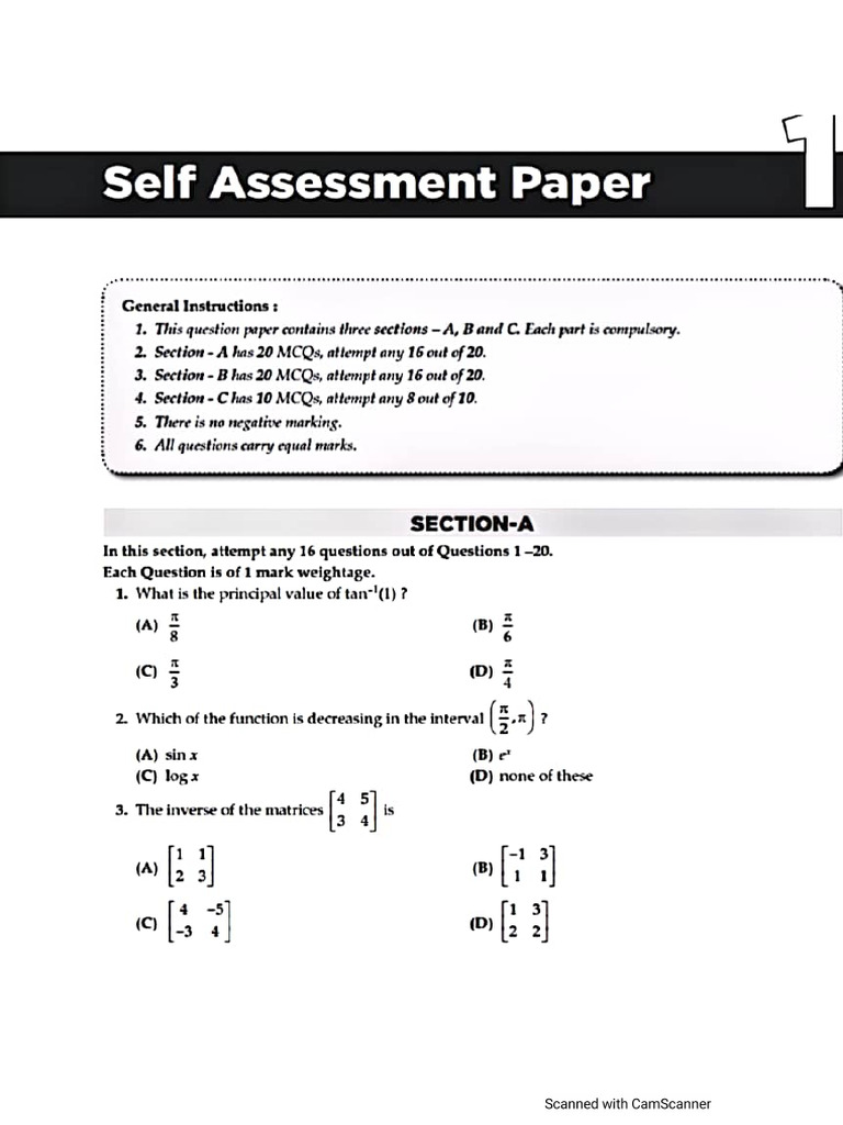 Sample Paper Class 12th 4 | PDF
