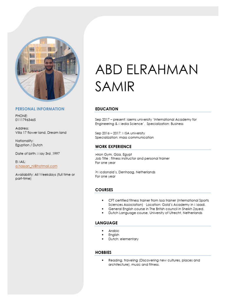 Abd Elrahman Samir - CV | PDF