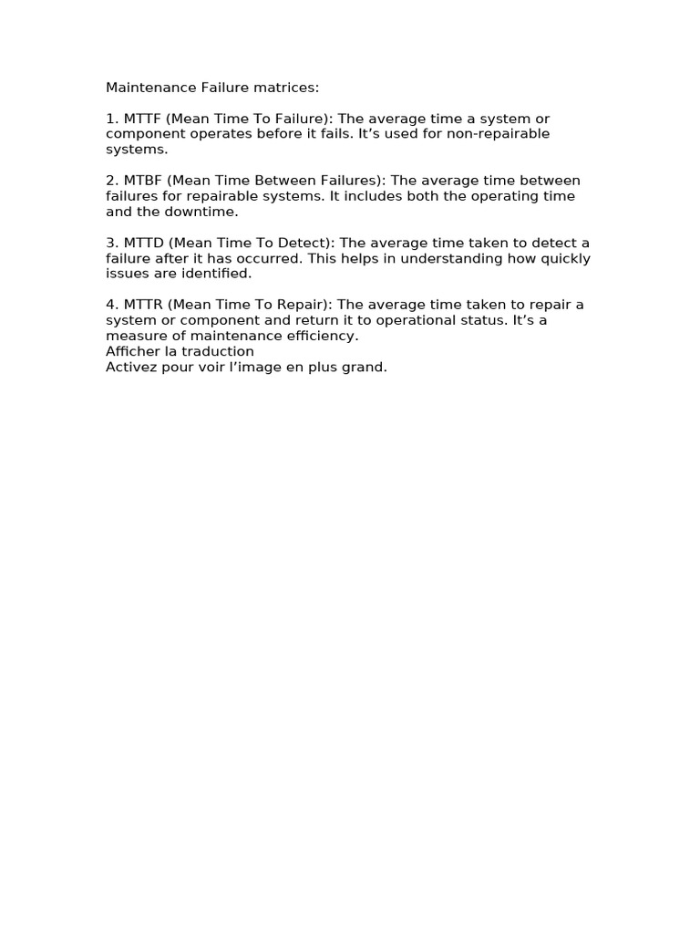 Maintenance Failure Matrices | PDF