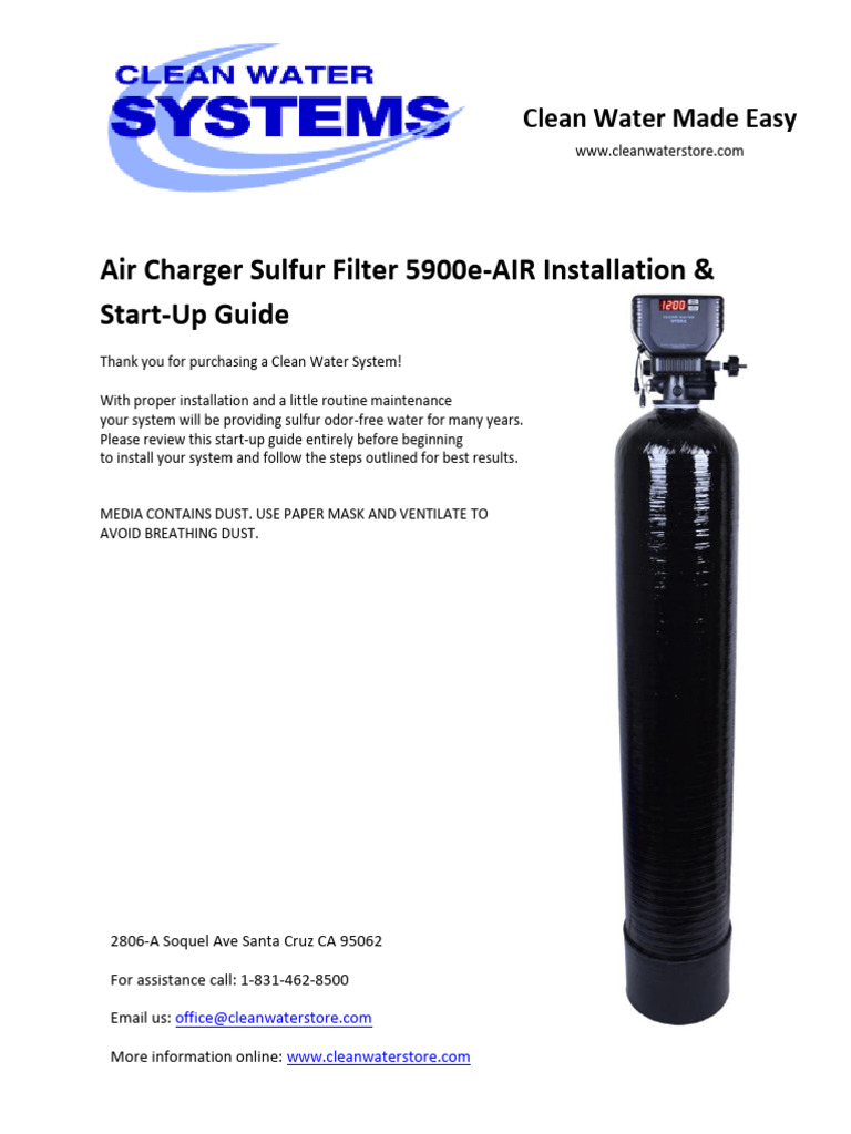 Air Charger Sulfur Filter Guide | PDF | Plumbing | Pipe (Fluid Conveyance)
