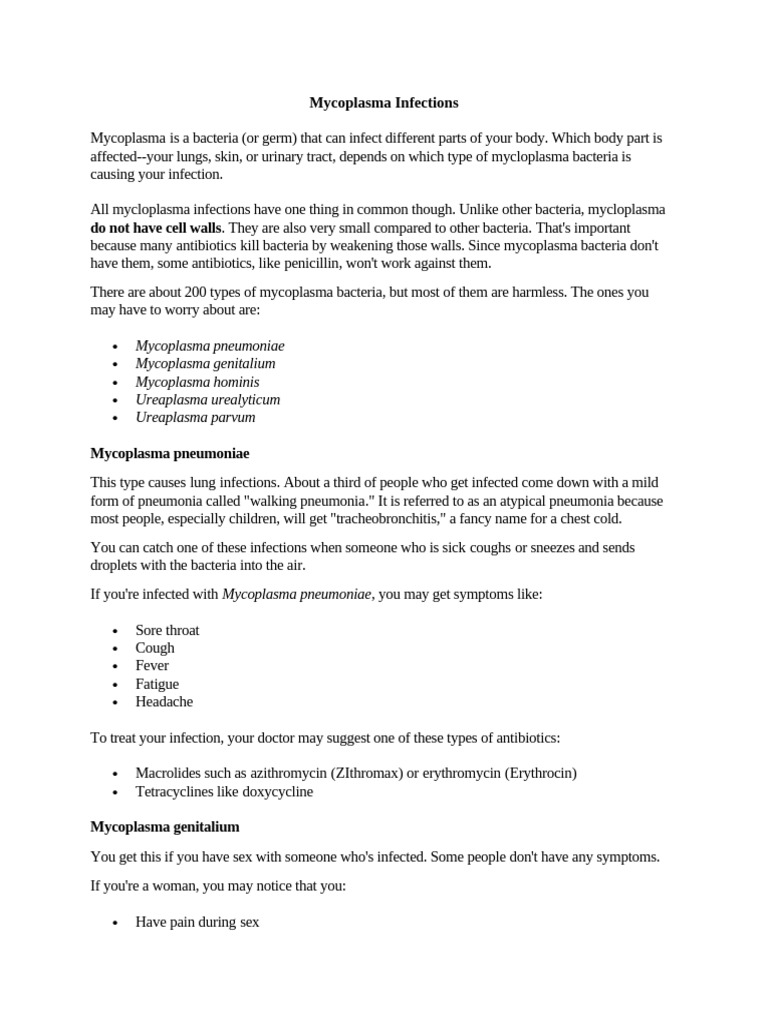 Lec 9 - Mycoplasma Infections | PDF