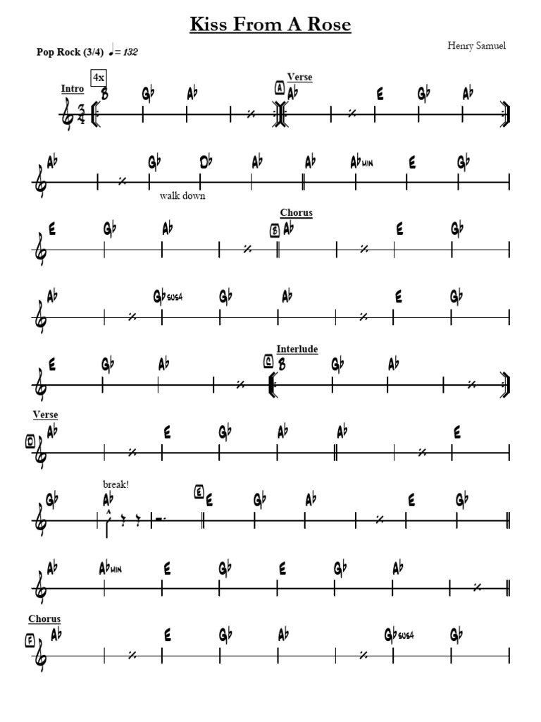 Kiss From A Rose - Chords (Rhy Blanks) | PDF | Song Structure | Musicology