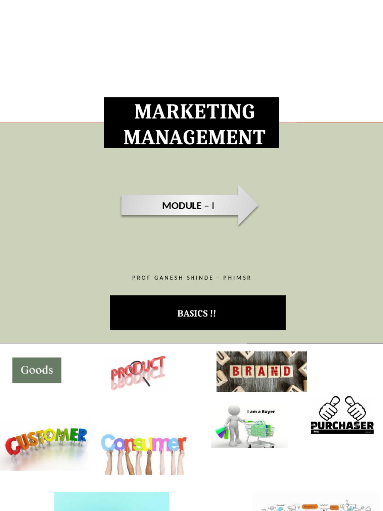 Marketing Management - Intro - Module - I & II | PDF