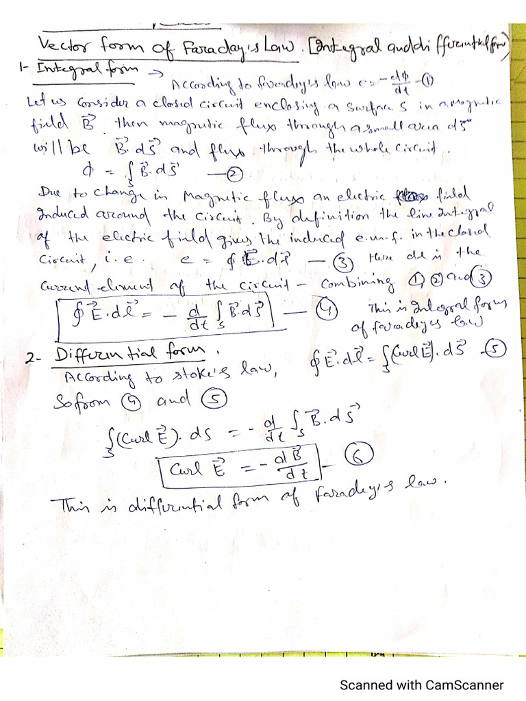 Integral and Differential Form of Faraday Law 1 | PDF