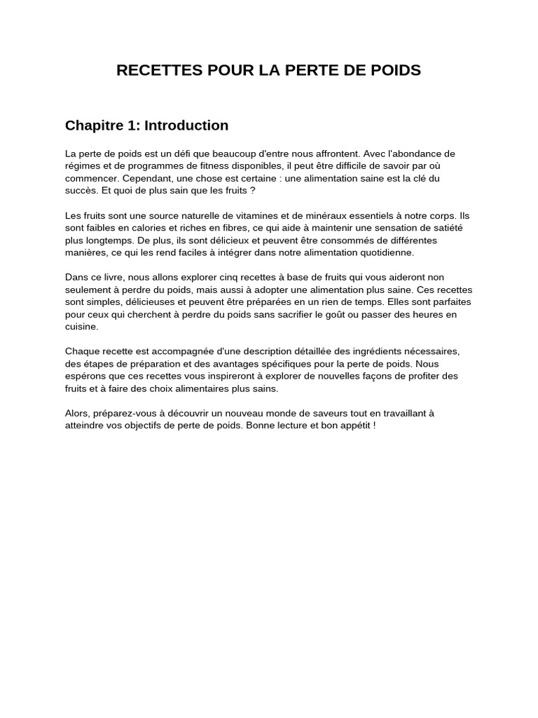Recette Pour La Perte de Poids | PDF