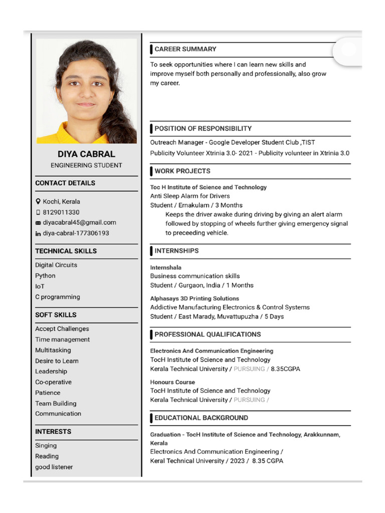 Diya Resume | PDF
