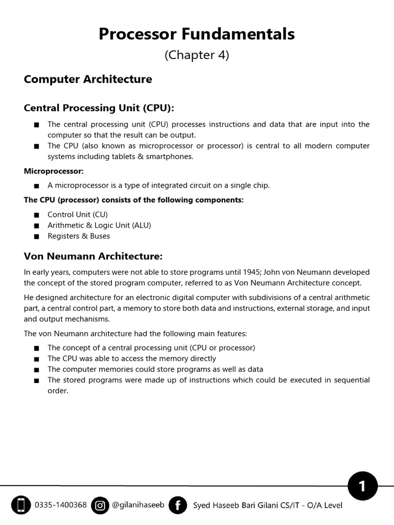 AS Chapter 4 Processor Fundamentals | PDF | Central Processing Unit | Computers